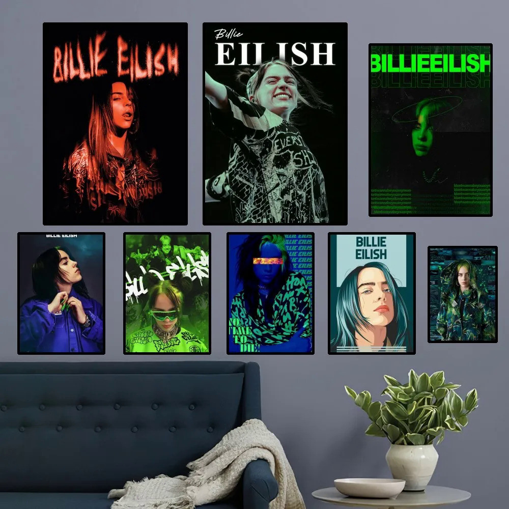 B-Billie E-Eilish Hot Singer Poster Home Room Decor Livingroom Bedroom Aesthetic Art Wall ...