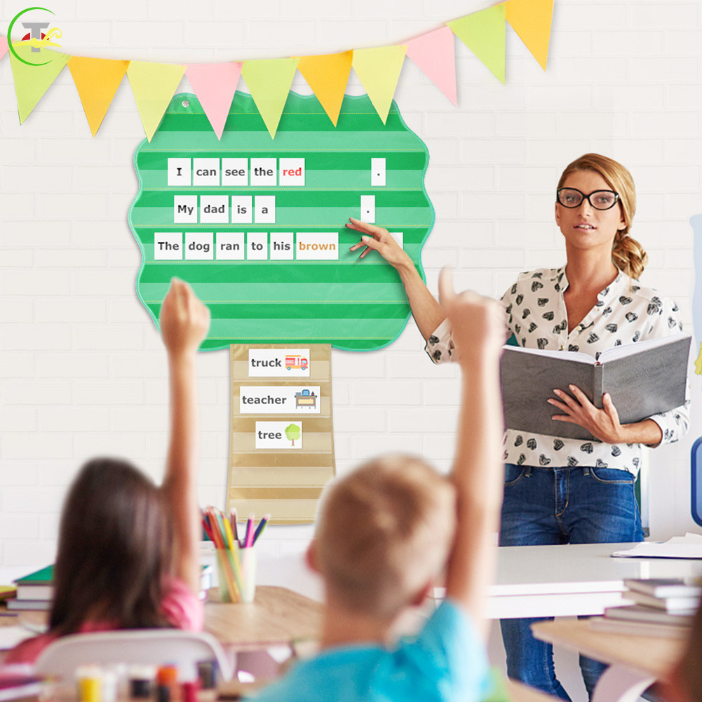 Classroom Pocket Chart Multi-function Tree Shape Pocket Chart For Word ...