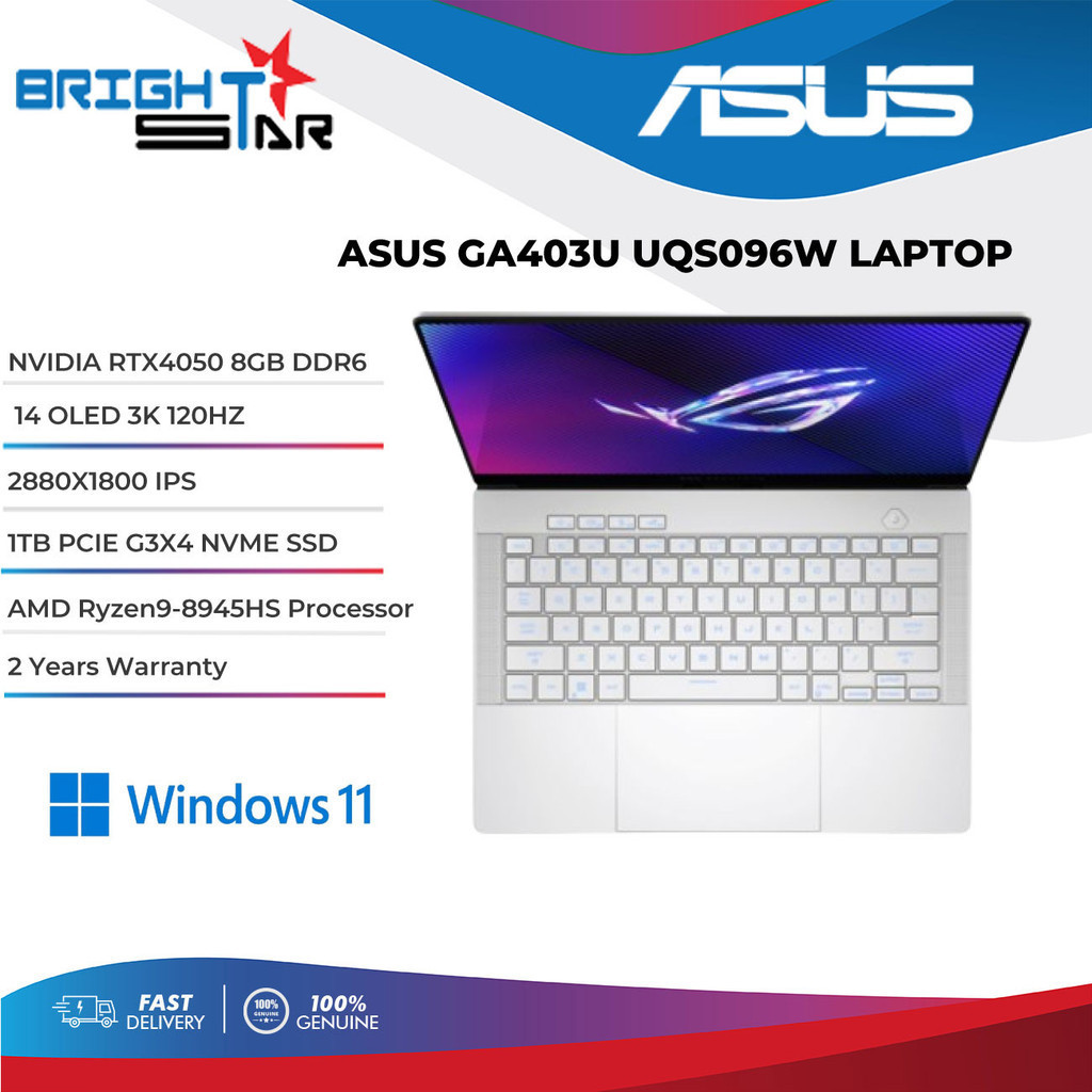 ASUS ROG ZEPHYRUS G14 GA403U-UQS096W /14 OLED 3K 120HZ/R9-8945HS/16GB ...