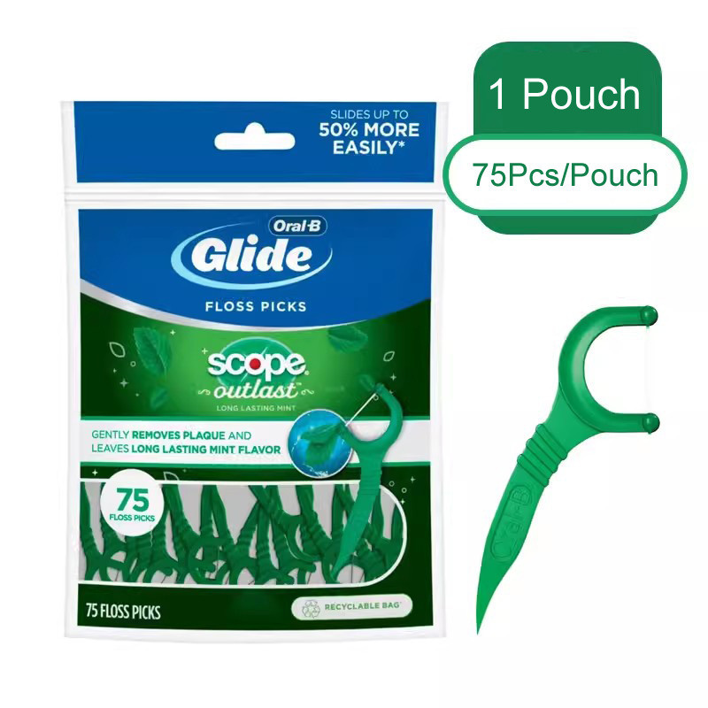 Oral B C-shaped Mint Flavored Flat Floss Stick Ultra Thin Thread Teeth ...