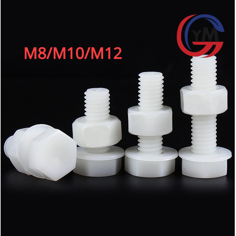 [YMH] M8/m10/m12 Nylon External Hexagon Screw Nut Large Full Washer Set ...