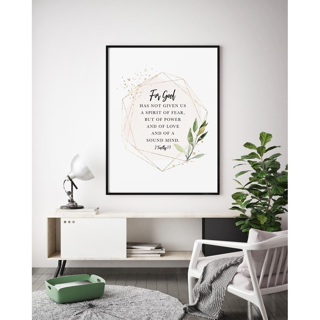 Scripture Print of Bible Verse Wall Art 2 Timothy 1:7 Religious Gifts ...