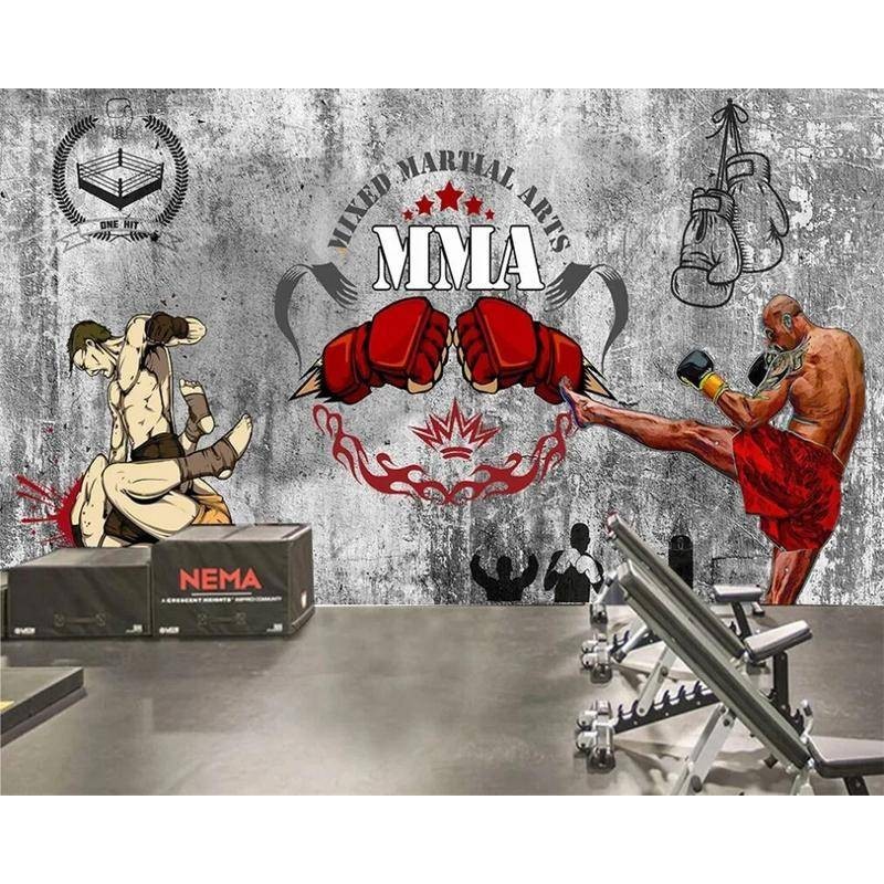 Custom Boxing Sport Retro Cement Wall Background 3d Photo Wallpaper for ...