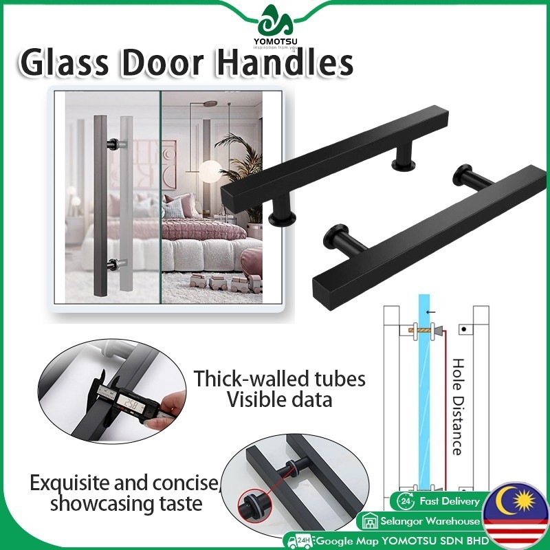 2PCS Stainless Steel Door Handle Glass Door Pull Push Handle Wood Door ...