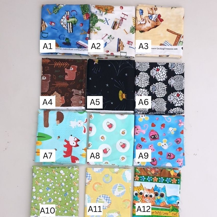 100% Kain Designer Cotton Fabric Cute Cartoon Mix Collection, Patchwork ...