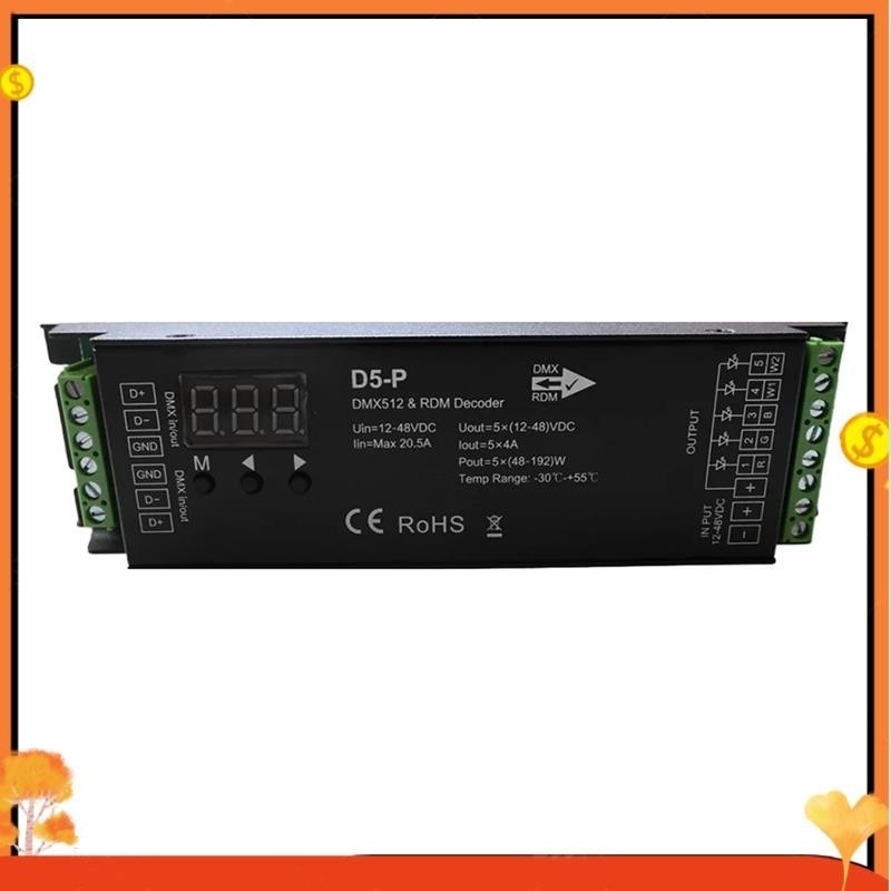 5 Channel DMX Decoder with RDM Digital Display DMX512 Dimmer Driver PWM RGBCCT LED Controller ...