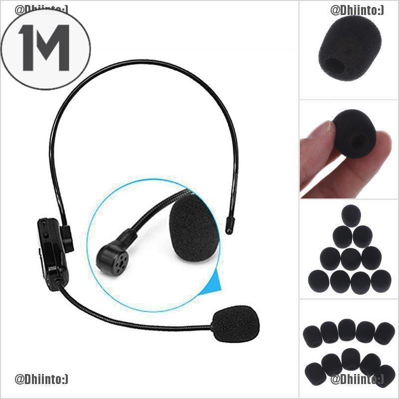 1M 10Pcs Practical Small Black Microphone Headset Windscreen Sponge ...