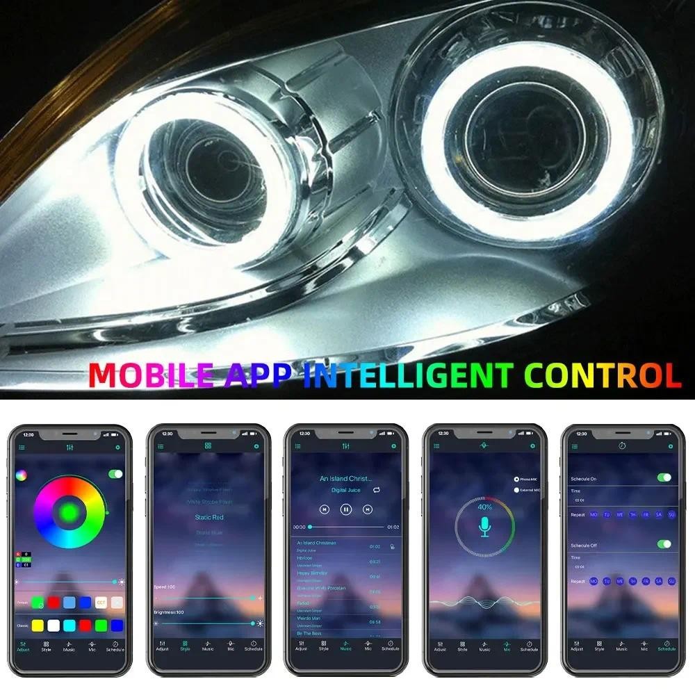 2PCS Angel Eye 60mm Symphonic RGB Halo Ring Car Led Fog Light ...