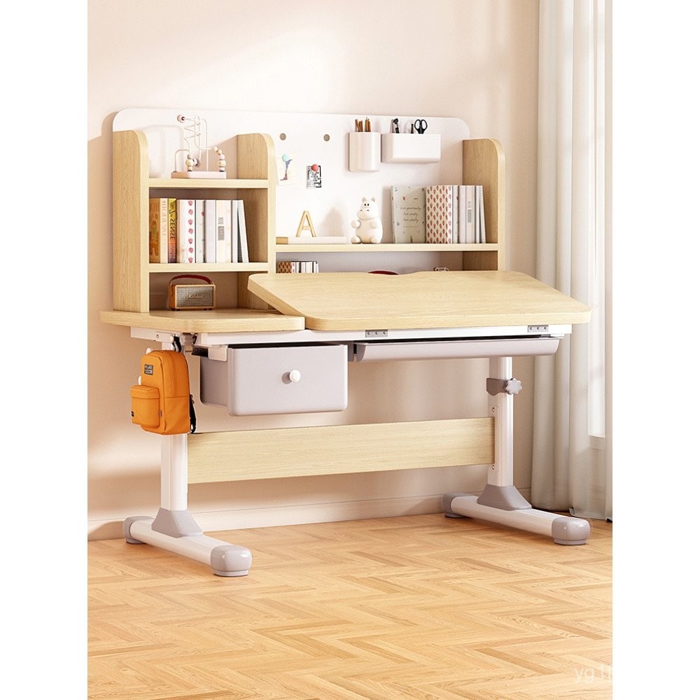 Children Study Table with Drawer Student Desk Bookcase Integrated ...
