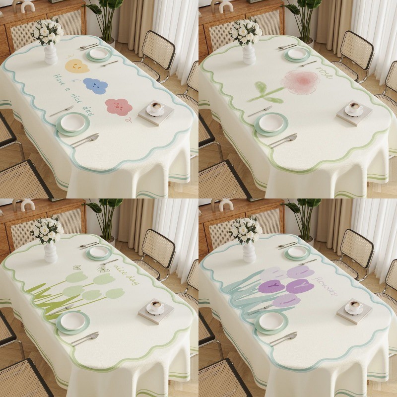 Ins Style Small and Fresh Tulip Pattern Tablecloth Rectangular Dining ...