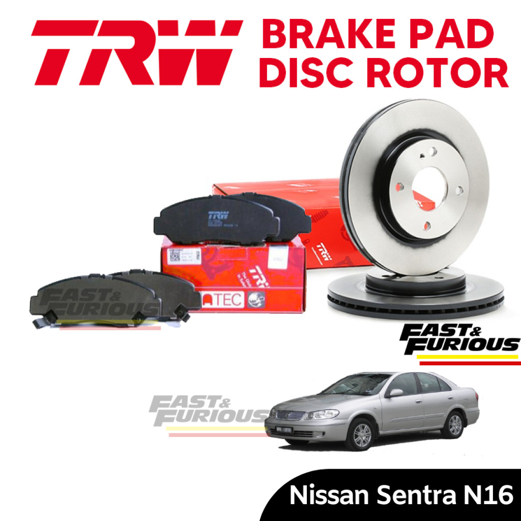 TRW Nissan Sentra N16 Front (Depan) Disc Rotor (2 PCS) & Disc Pad Set ...