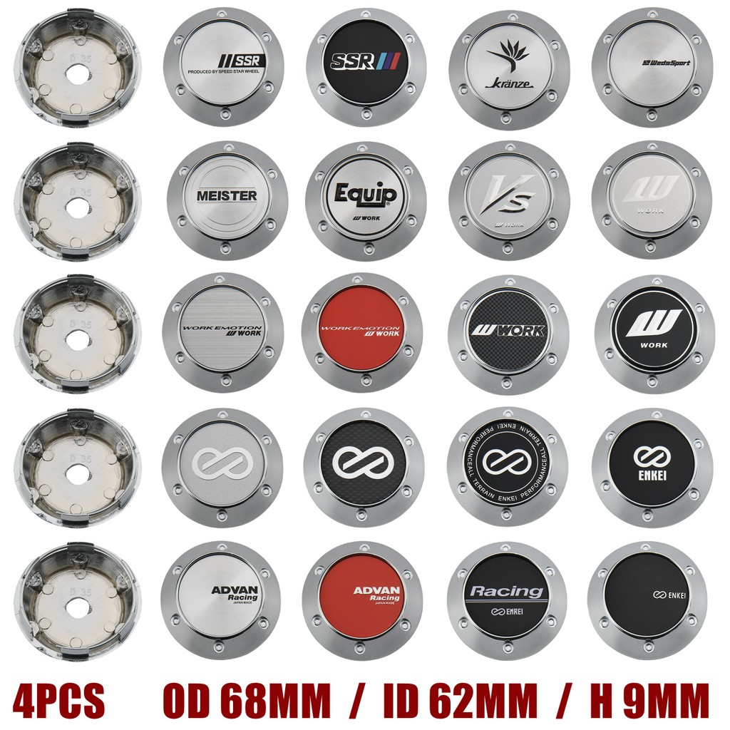 Japan Car Racing 68mm WORK Center Cap EQUIP MEISTER Wheel Cover Cap ...