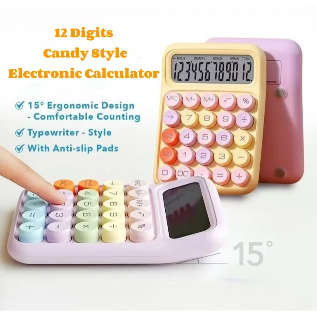 kalkulator Butang Besar Electronic Calculator 12 Digits Candy Style ...