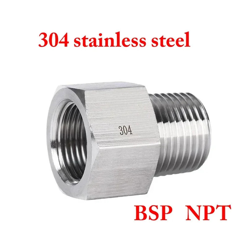 NPT BSP 304 Stainless Steel Hex Reducer Bushing Adapter, Female to Male ...