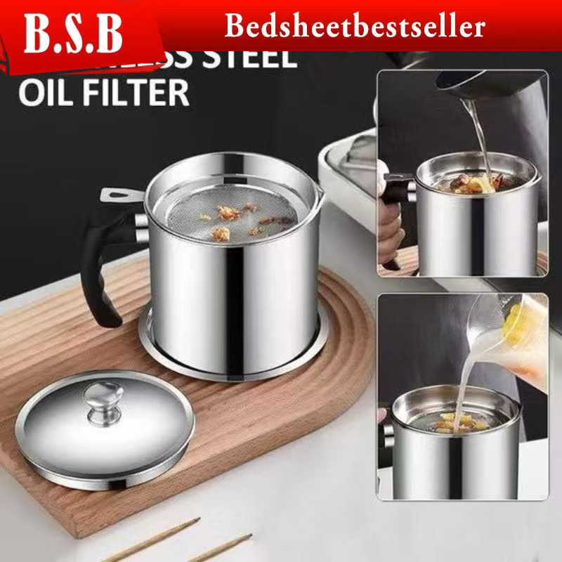 Oil Pot 304 Stainless Steel Oil Pot Grease Keeper Oil Filter Pot ...