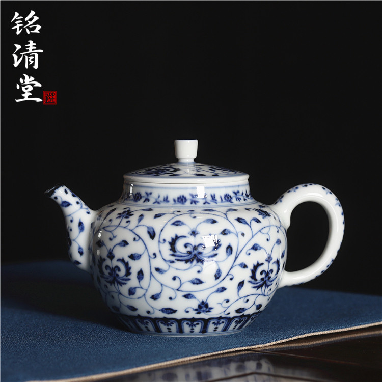 Dewan Mingqing Yu Jun Kiln Tiruan Ming Biru dan Putih Teratai Berkeliru ...