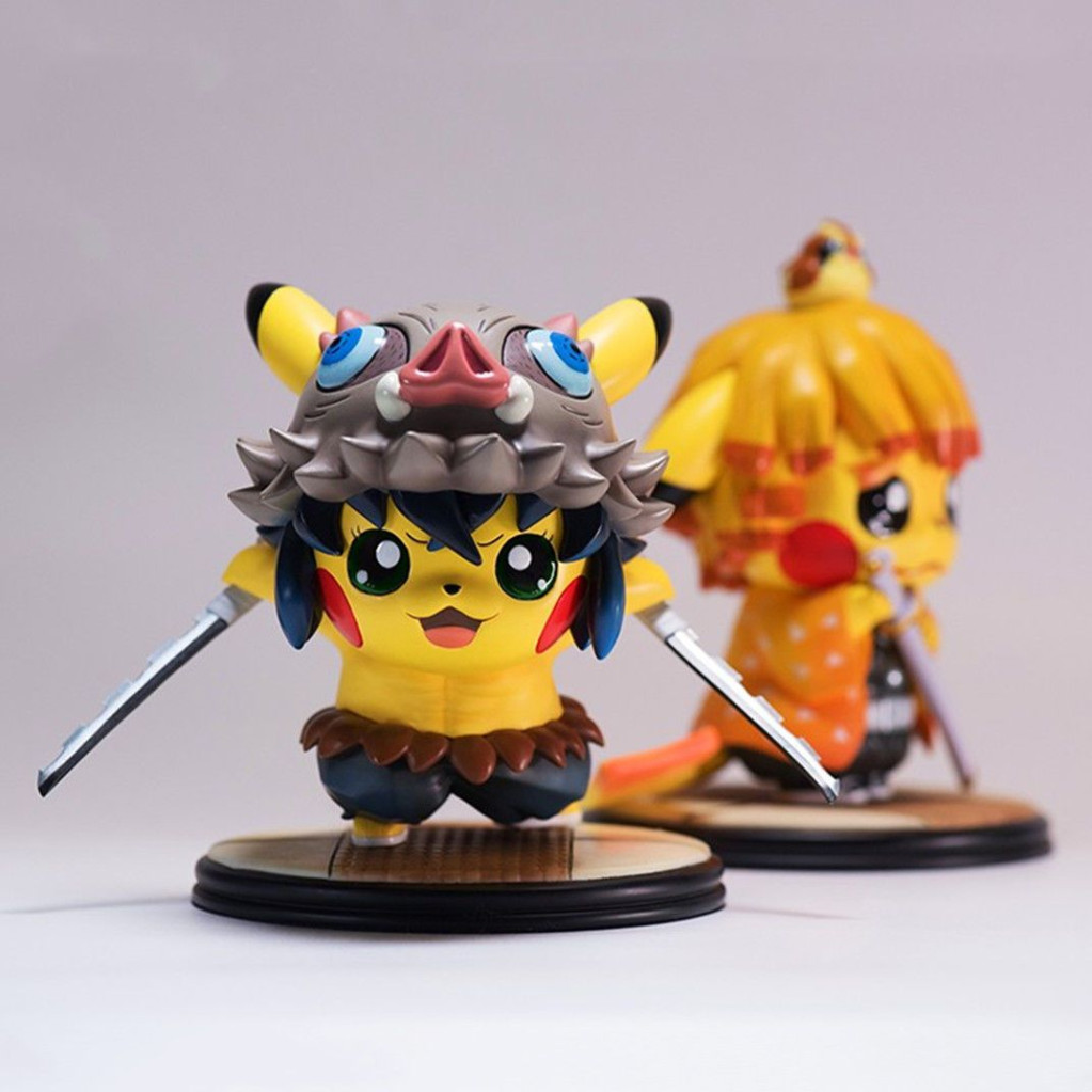 Pokemon Pikachu cos Demon Slayer My Wife Zenitsu Inosuke Figure Model ...
