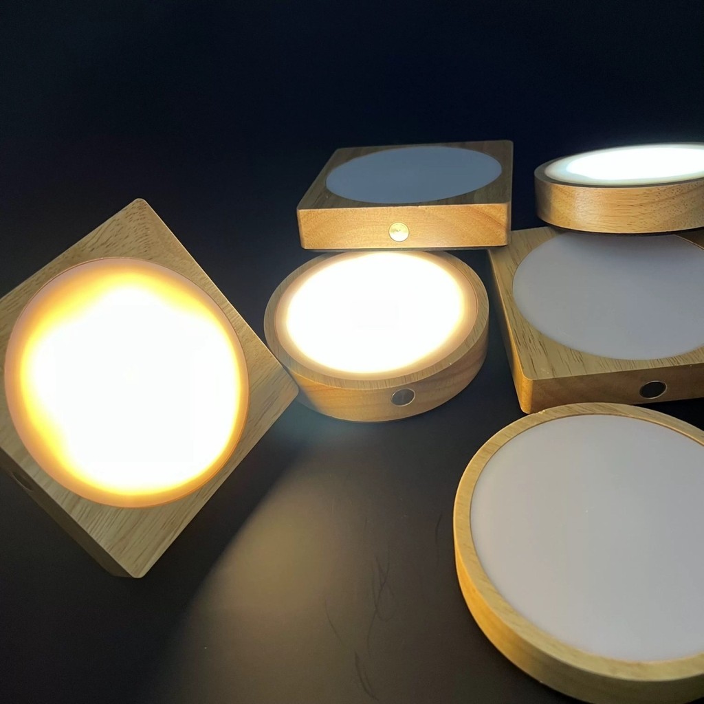 Suasana Bulat Kayu Pepejal LED Peresap Asas DIY Bercahaya Hiasan Lampu ...