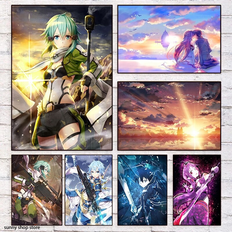 Poster Anime Jepun Sword Art Online Cetak Canvas HD Gambar Kawaii ...