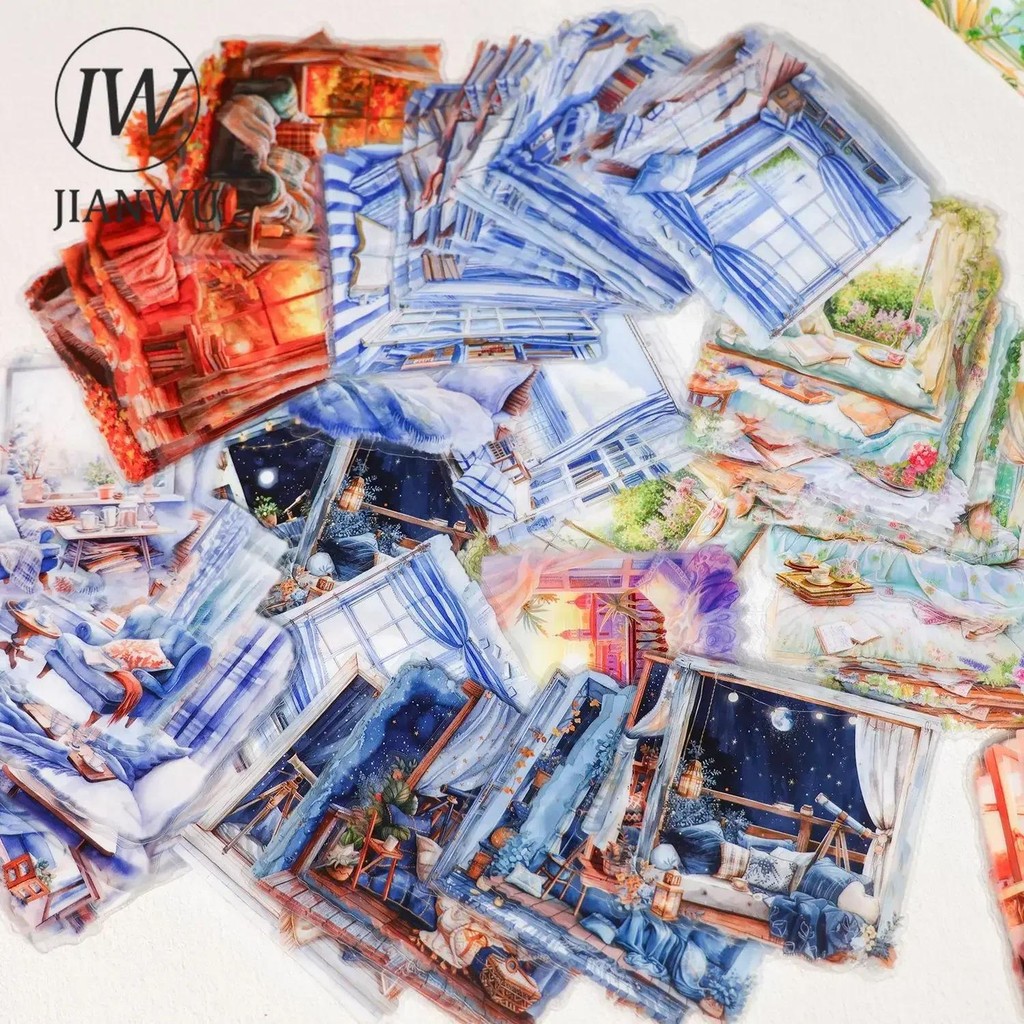 JIANWU Window Landscape Series Vintage Balcony Landscape Material ...