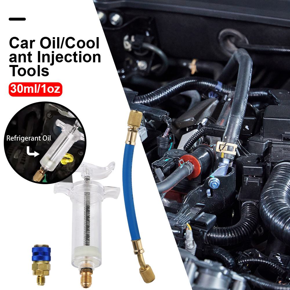Transparent A/C Oil/Dye Injector 30ml 1oz with Low Side Quick Coupler ...