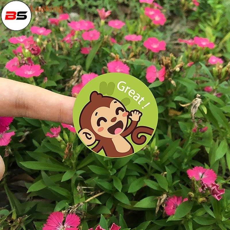 BS 500 Pcs/roll Cute Cartoon Animal Reward Stickers Lovely English ...