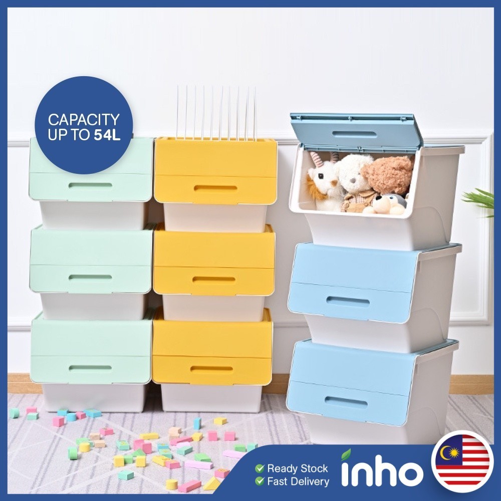 INHO 36L Multipurpose Front Opening Storage Box Stackable Toy Snack ...