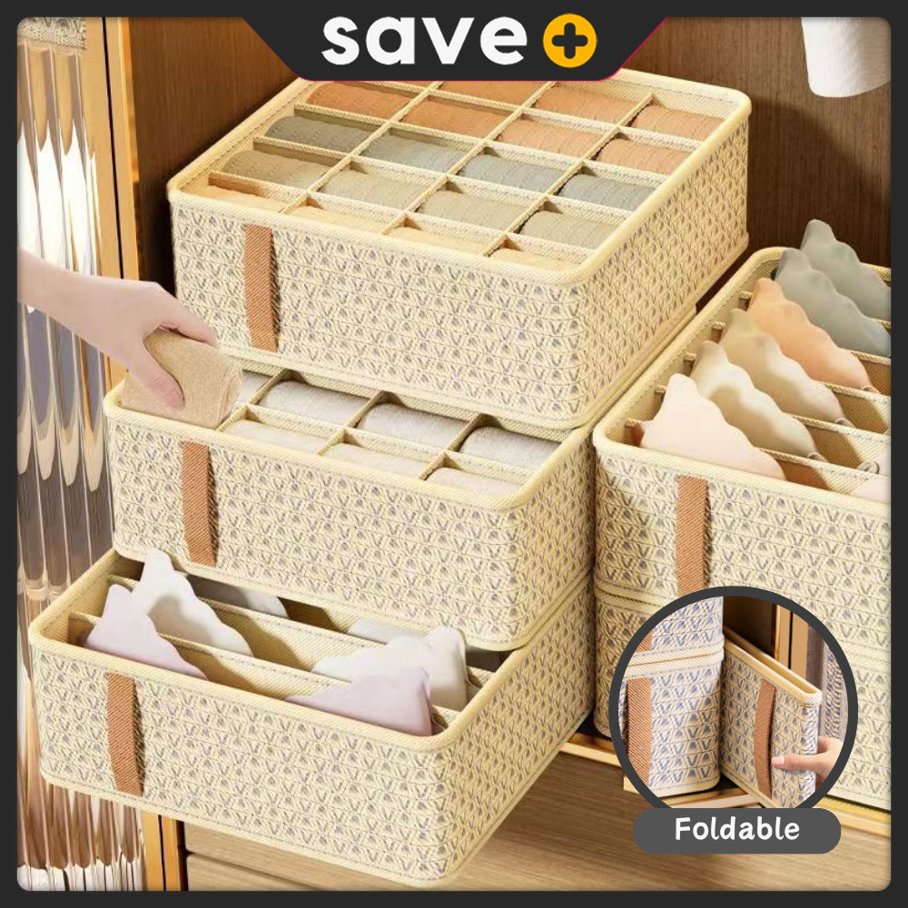 SAVE Underwear Bra Panties Socks Storage Box Foldable Closet Organizer ...