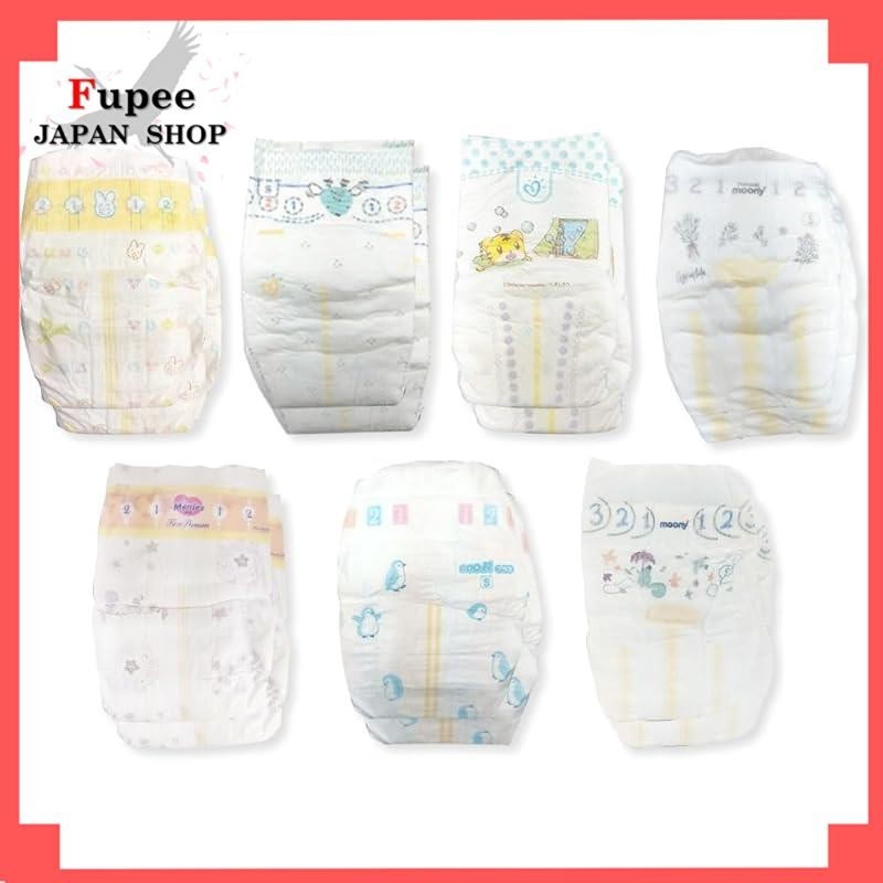 Diaper Trial Set, Tape type, 7 types x 2 sheets each, Total 14 sheets ...
