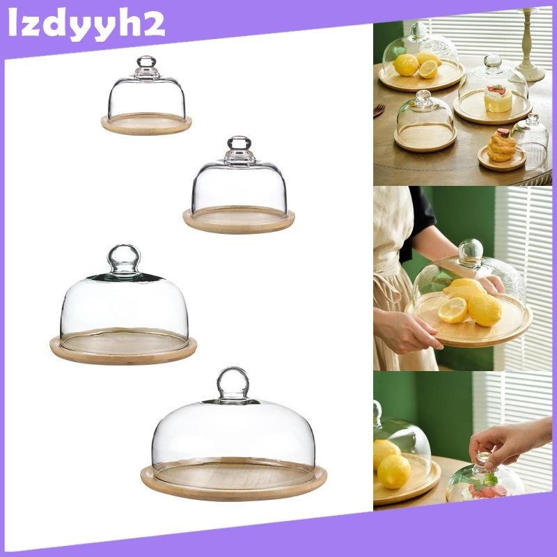 [LzdyyhacMY] Bamboo Cake Stand with Dome, Serving Tray, Multifunctional ...
