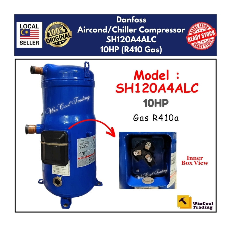 DANFOSS AirCond/Chiller Compressor 10HP (R410a Gas) Model : SH120A4ALC ...