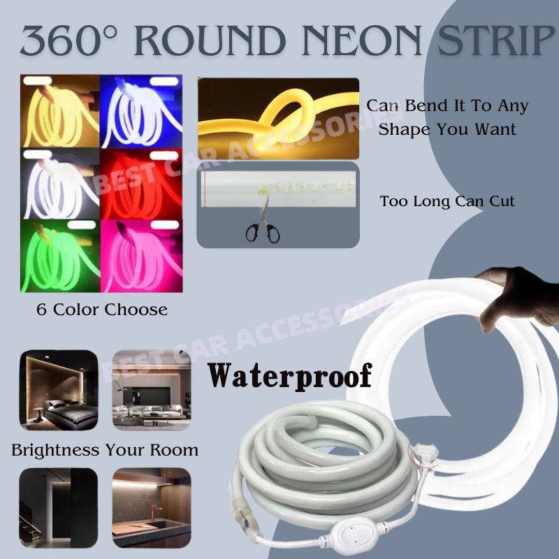 LED Strip Light 360 Round LED Neon Light AC 220V Universal home Outdoor ...