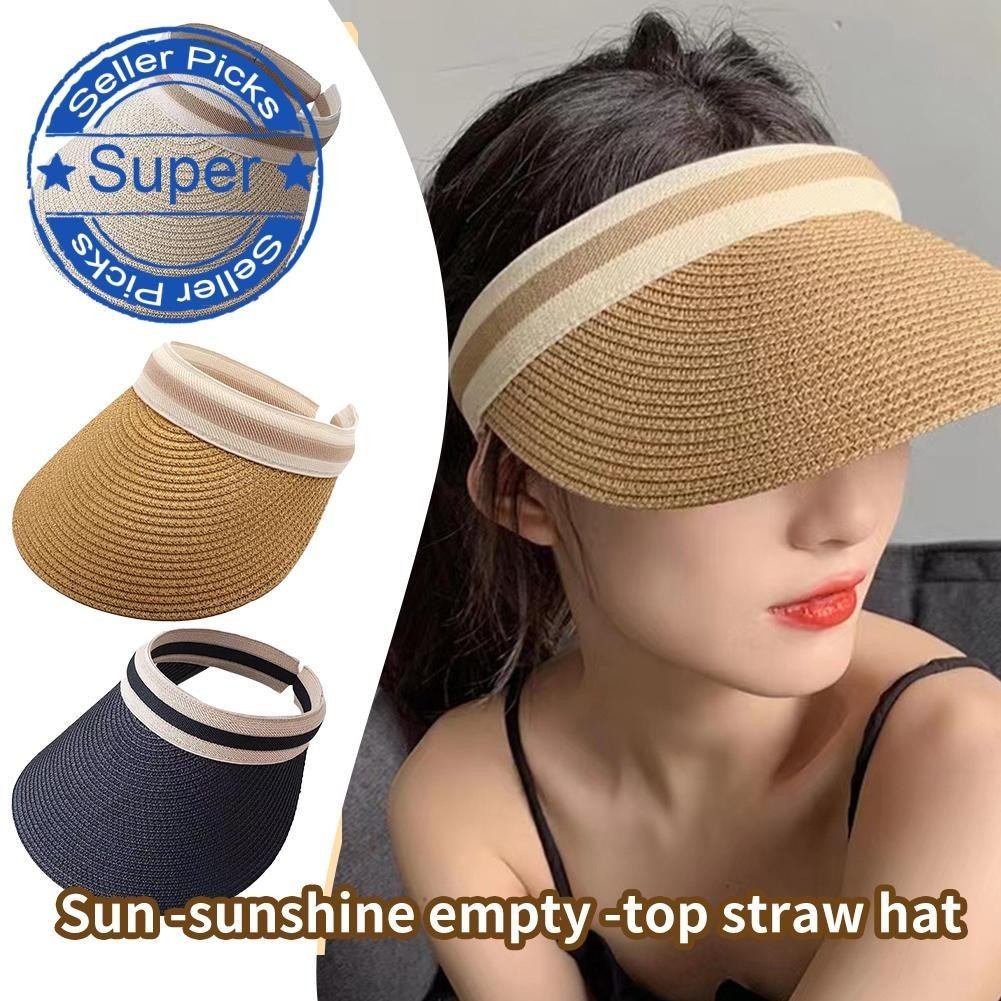 Summer Empty Top Straw Hat Summer Hats Sun Visor Empty Top Sun Hat ...