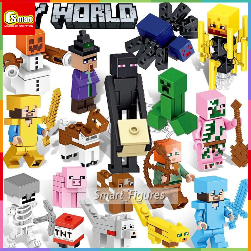 Minecraft Sandbox Game Minifigures Chicken Pig Steve Zombie Skeleton ...