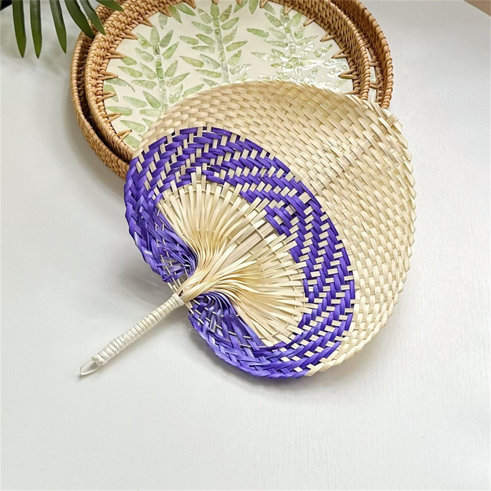 Handmade Bamboo Woven Cattail Leaf Fan Craft Summer Cooling Fan Bamboo ...