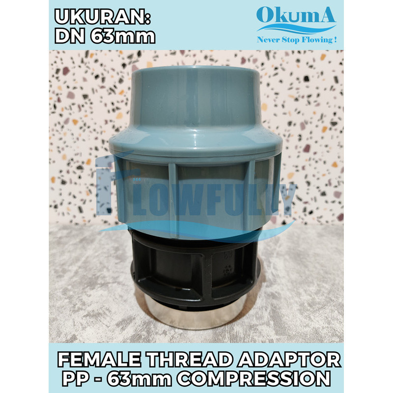 Female THREAD Adapter PP 63mm OKUMA PN 16 HDPE COMPRESSION SOK SOCK ...