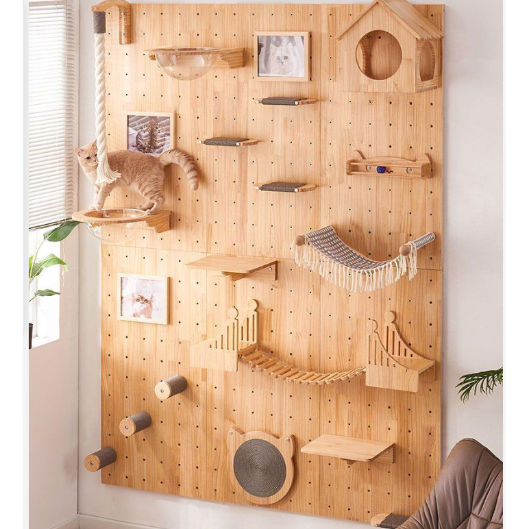Wall Mounted Cat Climbing Frame Jumping Cat Pegboard Amusement Park Cat ...