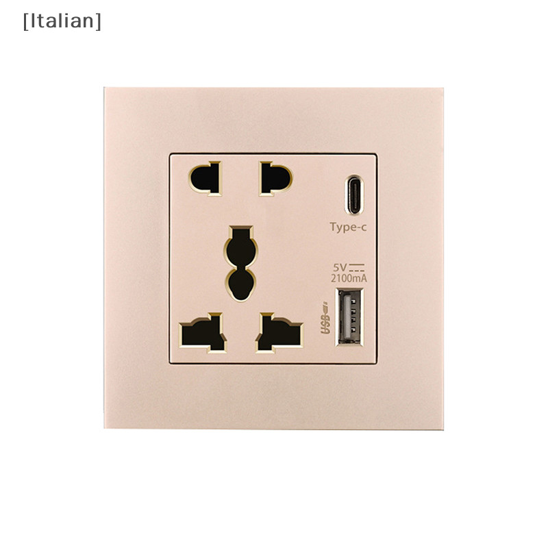 Italian Power 2100MA USB Outlet Crystal Glass Panel 13A UK Wall Type C ...