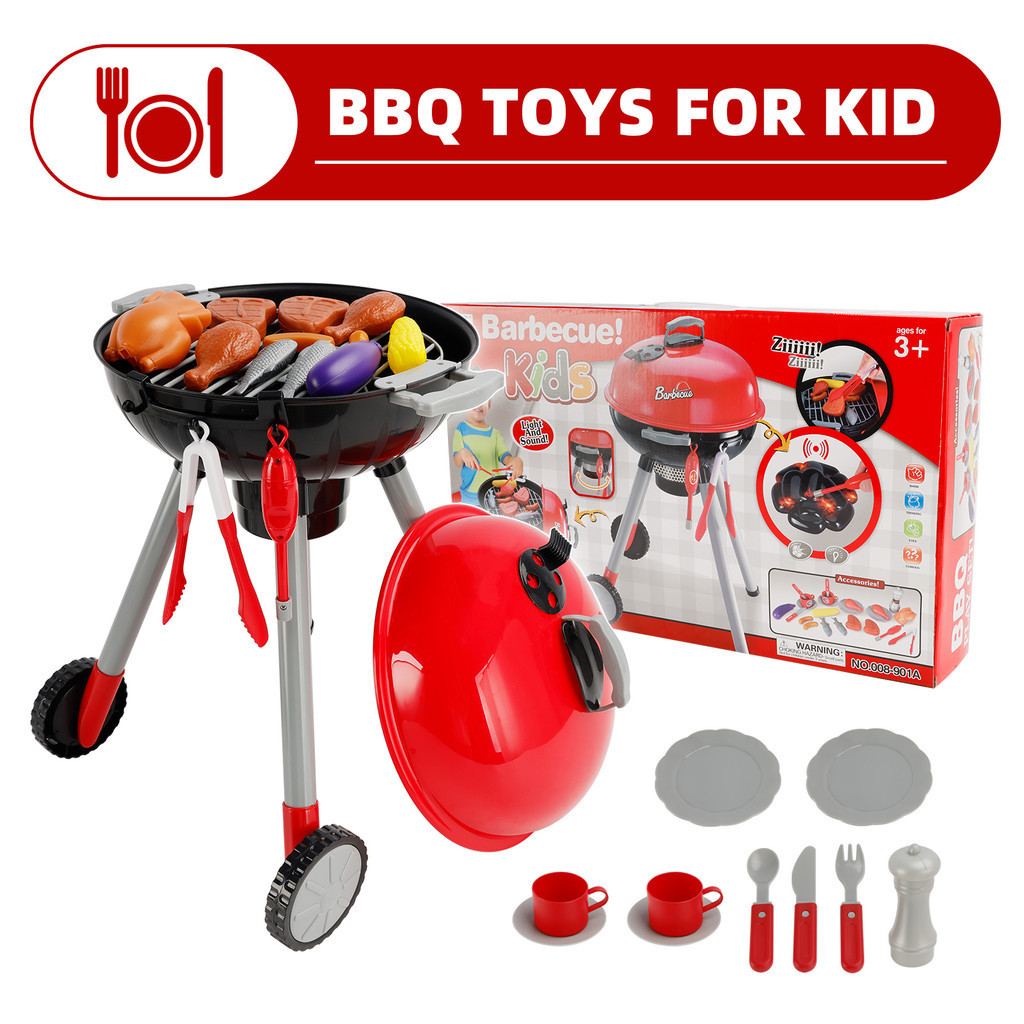 BBQ toy BBQ grill Cooking set toys Pretend play kitchen Flashing lights ...