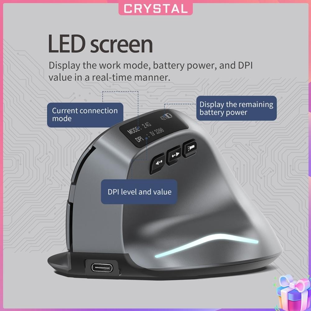 Crystal 【High Quality】 F-26C Vertical Mouse 2.4G Wireless Computer ...