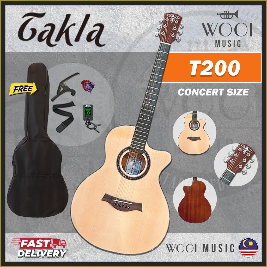 Takla T200 GC Concert Size New Design Acoustic Guitar 40" (Grand ...
