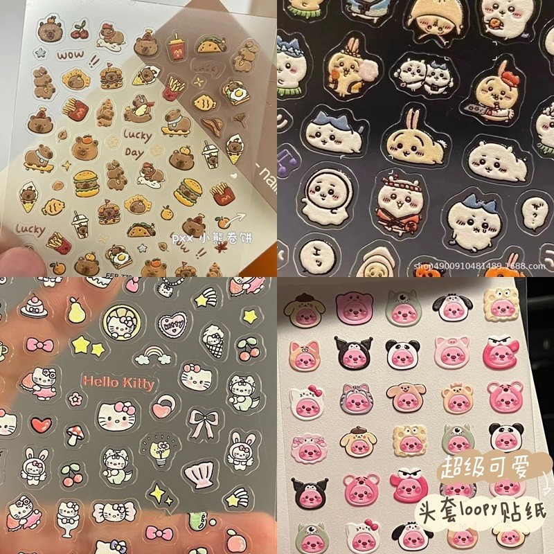Cartoon Saniro Sticker Cute Capybara Loopy Hand Account Sticker DIY ...