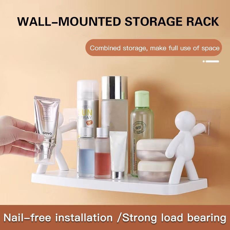 Wall Mounted Bathroom Shelves Storage Racks Glued Wall Plastic Storage ...