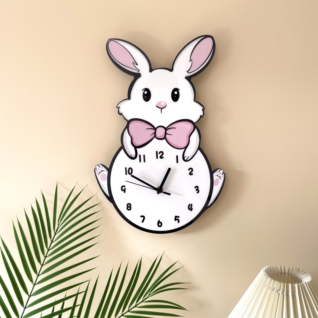Little White Rabbit Cartoon Creative Living Room Decoration Wall Clock ...