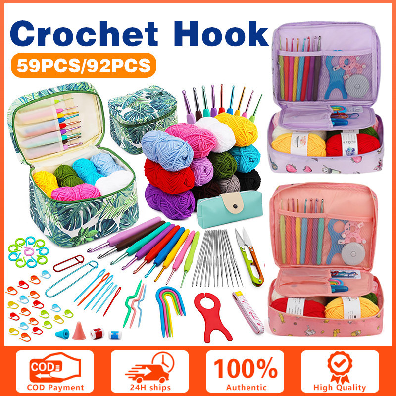 【59-92PCS】Beginner Crochet Hook Full Set of Crochet Knitting Tools ...