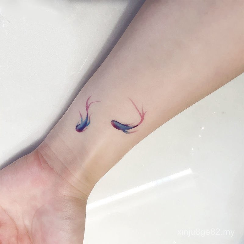 Color Koi Wrist Tattoo Sticker Girl Clavicle Fairy Tattoo Sticker ...