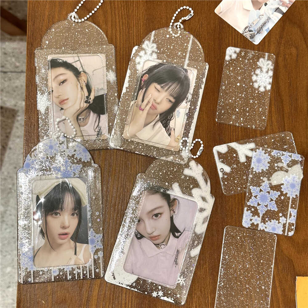 Original ins Sparkling Transparent Snowflake Snowman 10cm Card Holder ...