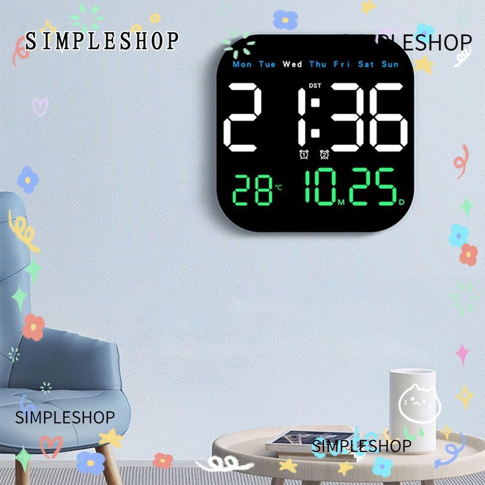 SIMPLESHOP Electronic Wall Clock, Wall-mounted Temperature Digital LED Clocks, Home Multi ...