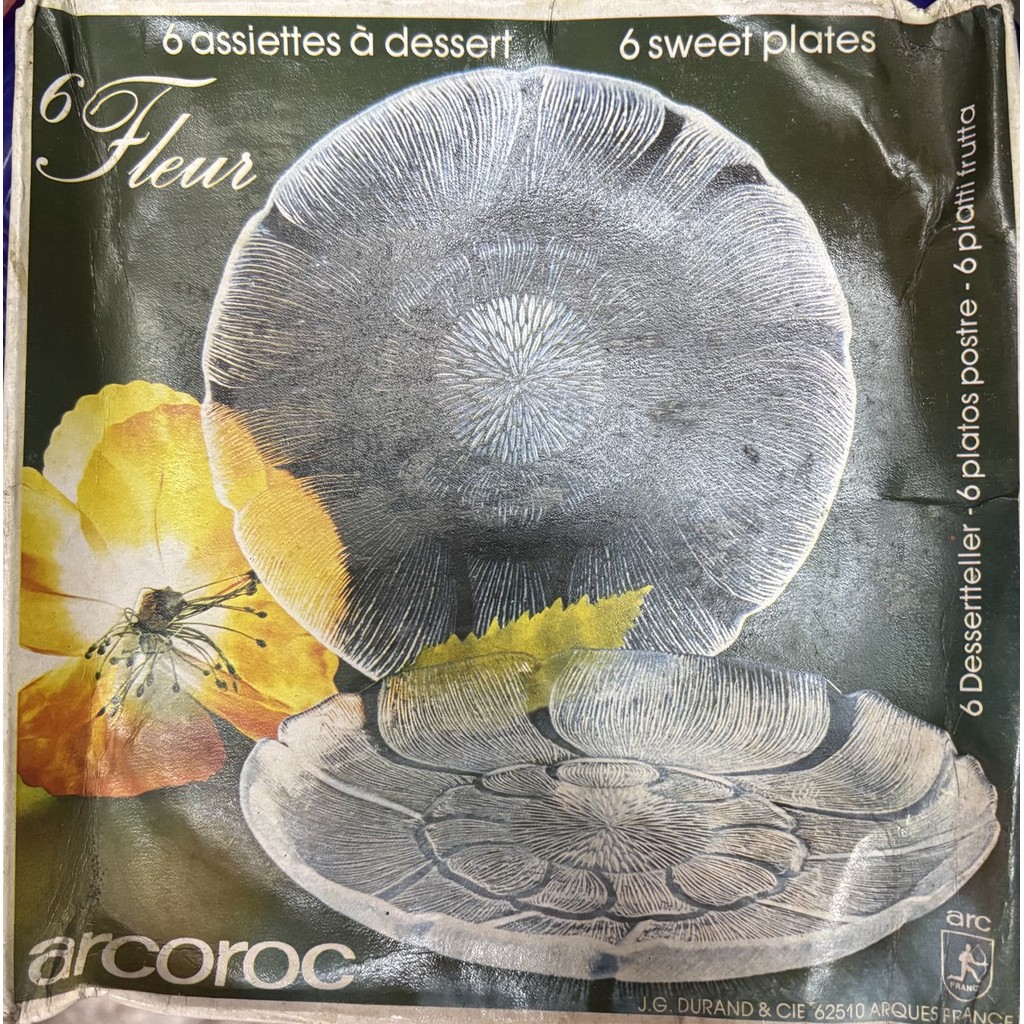 Arcoroc FLEUR rice Plate / 19.4cm piring/gulai Transparent Glass Plate ...