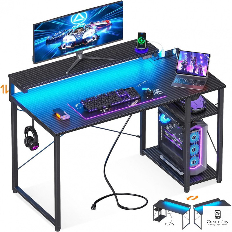 Meja permainan MOTPK dengan lampu Led & Outlet kuasa, 40 inci meja ...